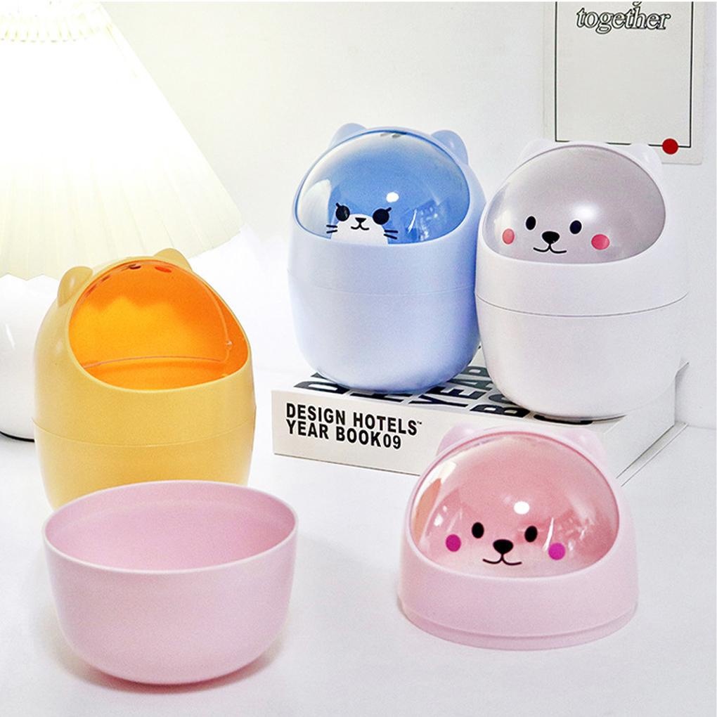 Trash Can Desk Storage Bin Cute Animals with Mini Garbage Organizer for ...