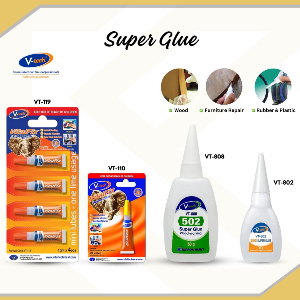 Vtech Super Glue 502 (Wood-Working) Ultra Fast , Instant Bonding ...
