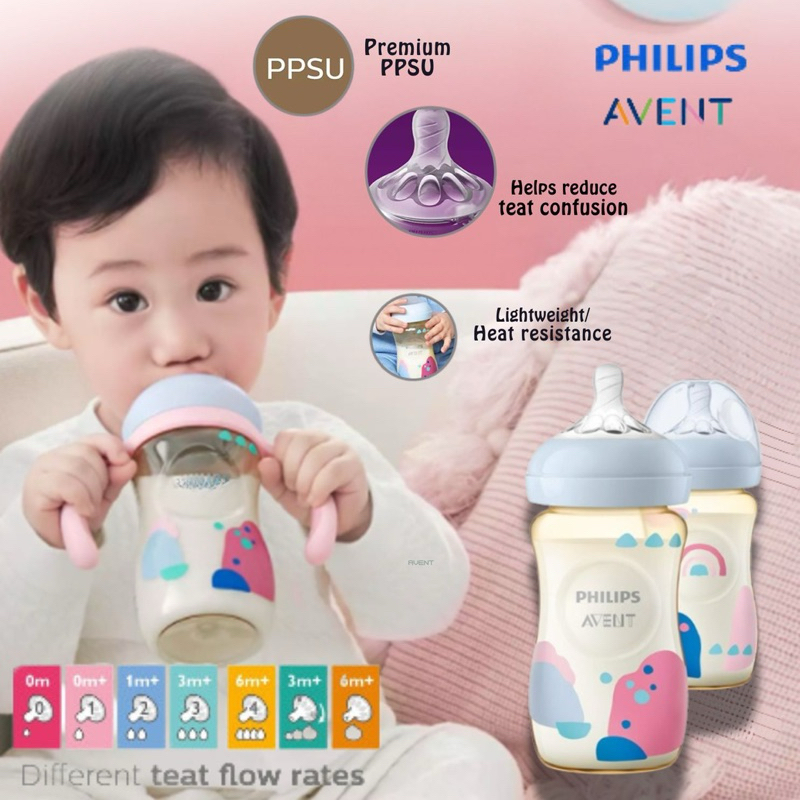 Philips Avent Natural PPSU Baby Bottle 1m+ (9oz/260ml x 2 bottles ...