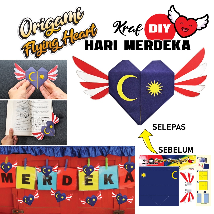 Kraf DIY Hari Merdeka Malaysia Craft Patriotisme Origami Love Malaysia Aktiviti Murid Hiasan ...