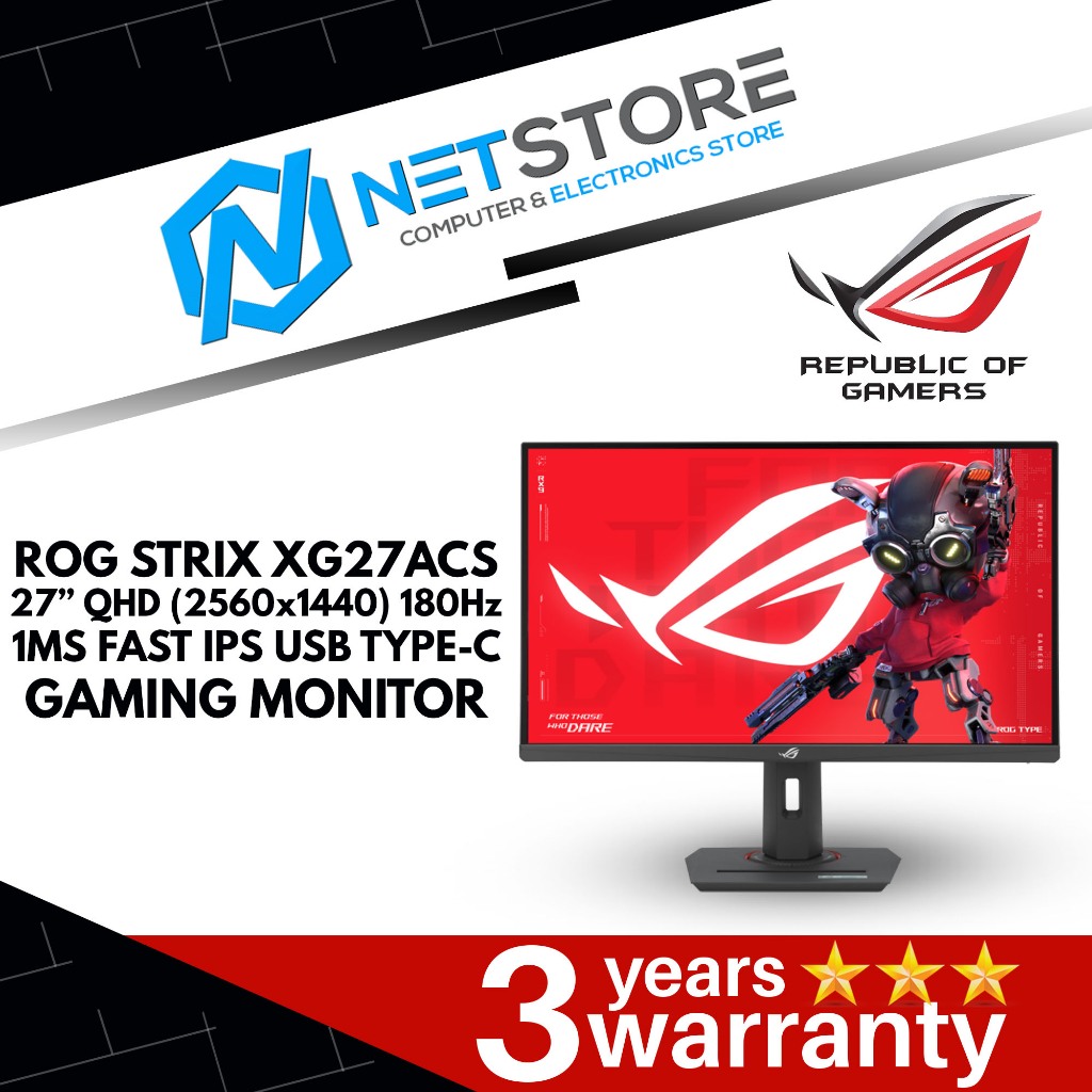 ASUS ROG STRIX XG27ACS 27” QHD (2560x1440) 180Hz 1MS FAST IPS USB TYPE ...