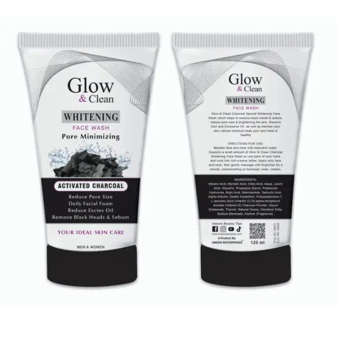 Viral 🔥 Hot Glow & Clean Whitening Activated Charcoal Face Wash untuk ...