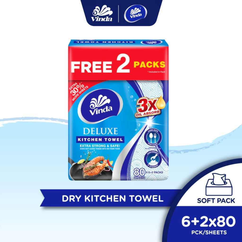 Vinda Deluxe Softpack Kitchen Towel (6+2 x 80's) | Shopee Malaysia
