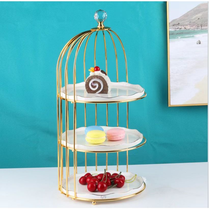 🔥READY STOCK🔥LUXURUOUS 3 TIER CERAMIC BIRDCAGE CAKE TRAY/ DESSERT RACK ...