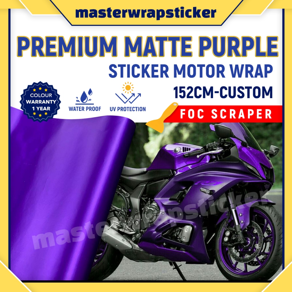 NEW SATIN MATTE PURPLE STICKER MOTOR(152CM-90CM)stiker moto ungu vinyl ...