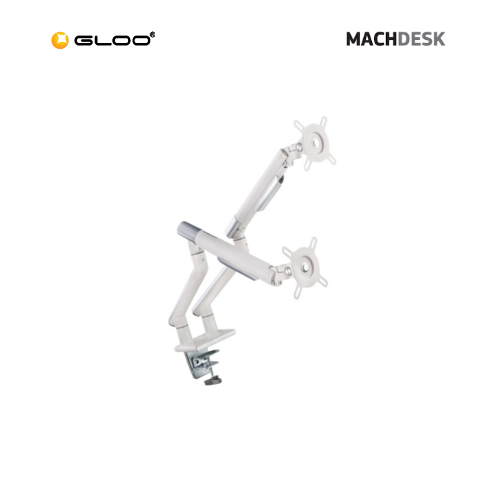 MachDesk MD49 Dual Slim Mechanical Spring Monitor Arm – White (MD49 ...