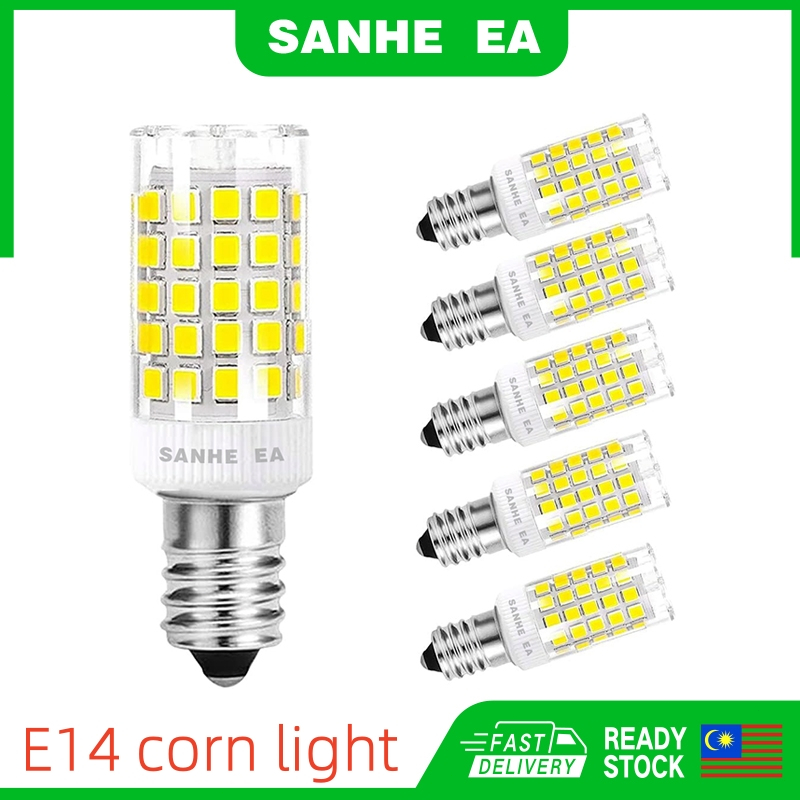 SANHE EA E14 LED Light Bulbs 5W (50W Halogen Equivalent) E14 Base Cool White 6000K LED Corn ...