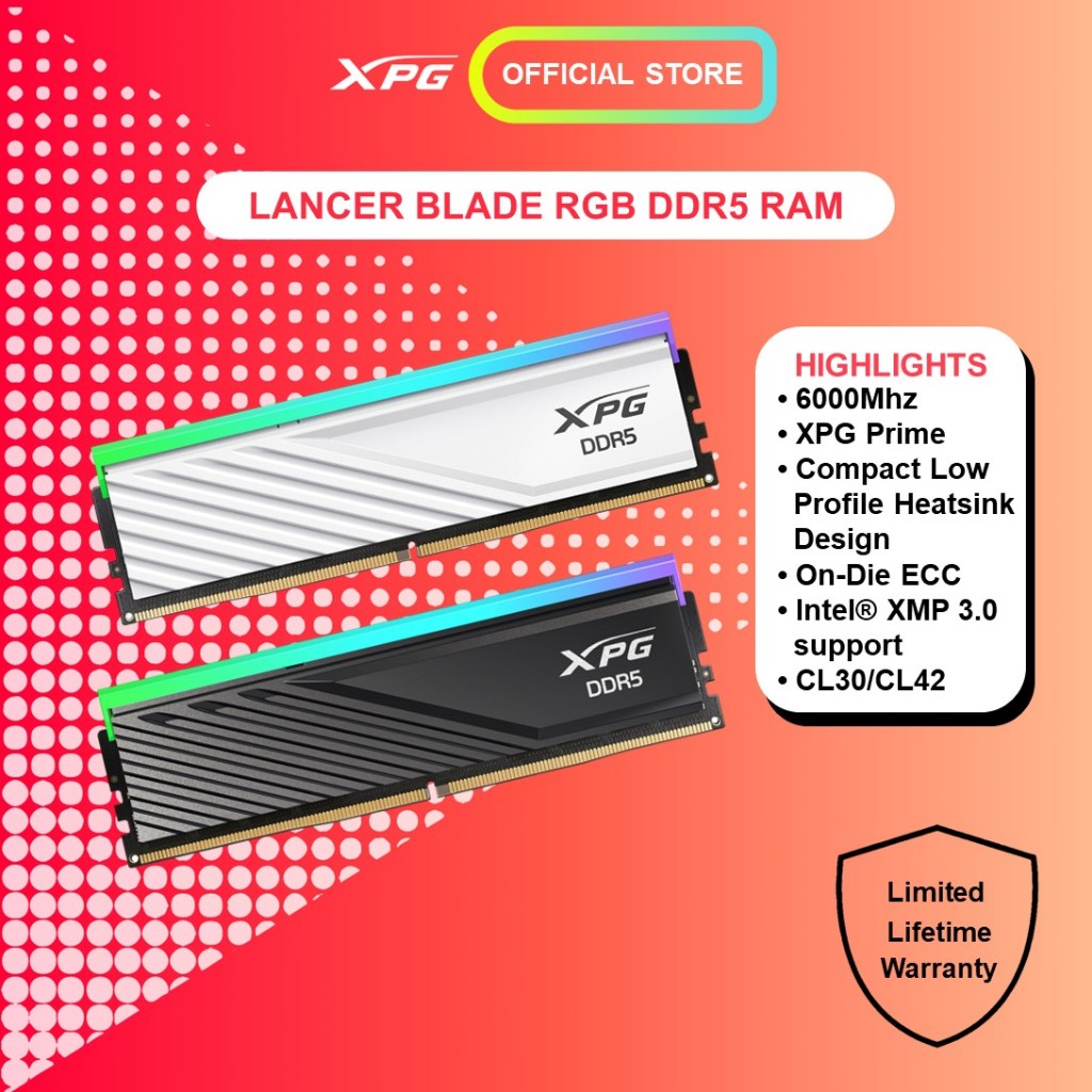 ADATA RAM DDR5 LANCER BLADE RGB 6000MHZ - BLACK/WHITE (16GB/32GB ...