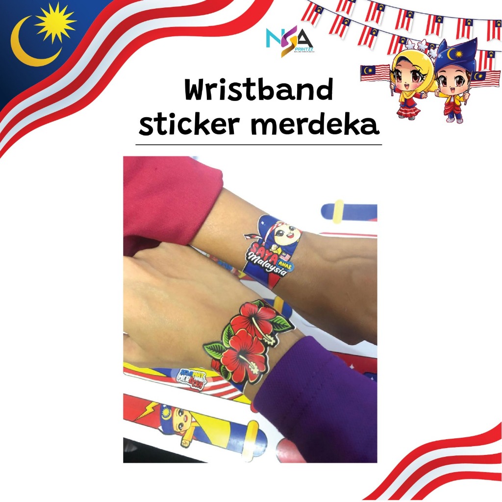 2pcs per Set. Sticker Wristband Tangan Merdeka. Stiker Kalis Air ...