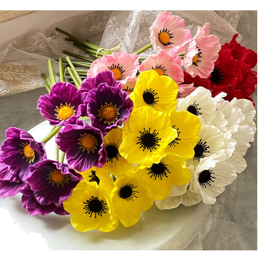 Artificial PU Mini Poppy Flowers Bouquet For Home Wedding Decoration ...