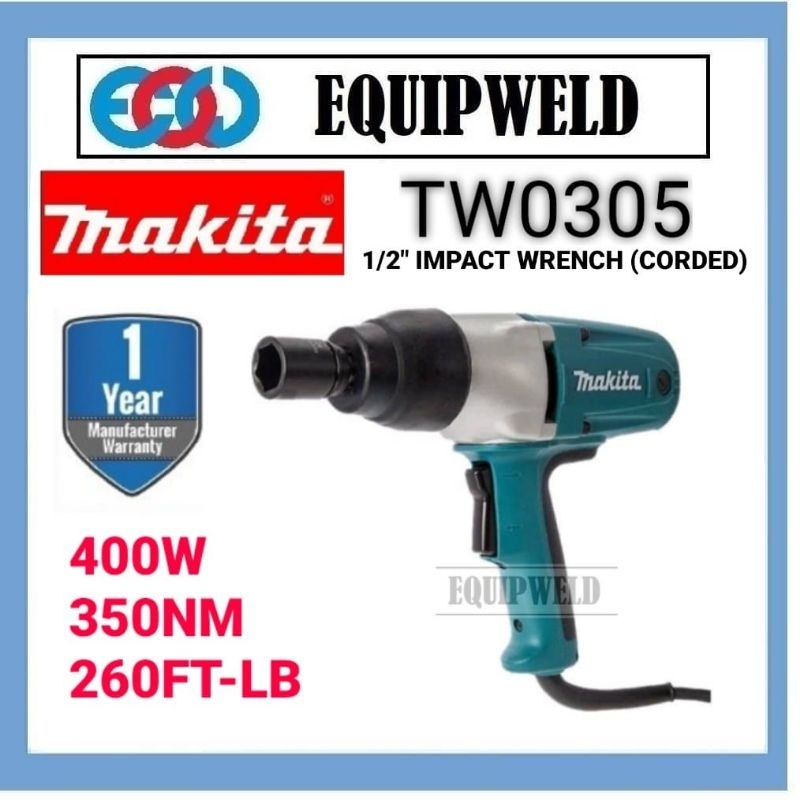 MAKITA TW0350 1/2" DRIVE IMPACT WRENCH (CORDED) 400W 350NM 260FT-LB ...