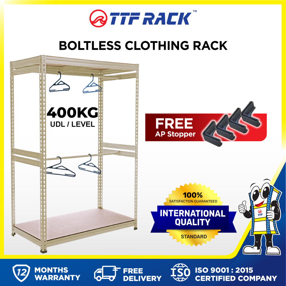 TTF Rack™ Rakku Hanger Rack H182cm/ Rack 2 Level Hanging Rack Storage ...