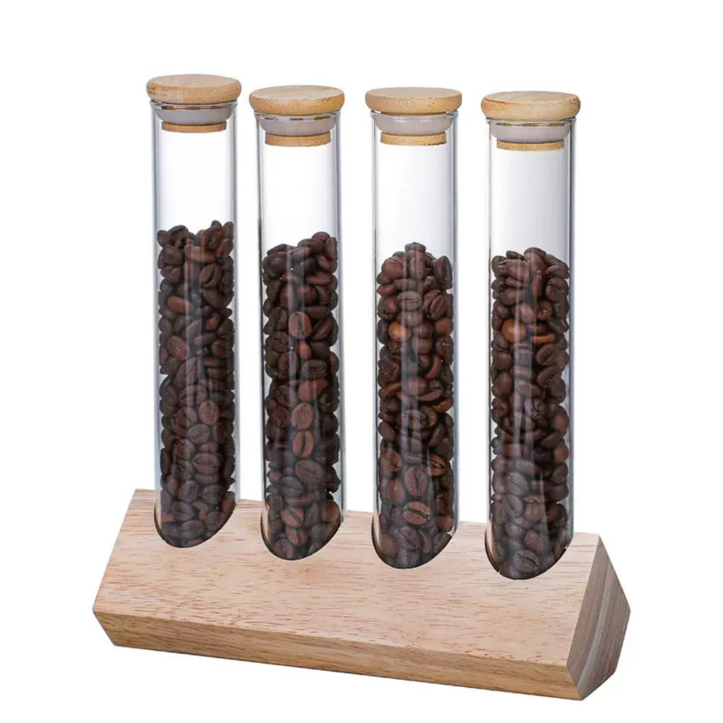 (Ready Stock)Coffee Bean Tube Storage Glass Display Rack Tea Bottle ...