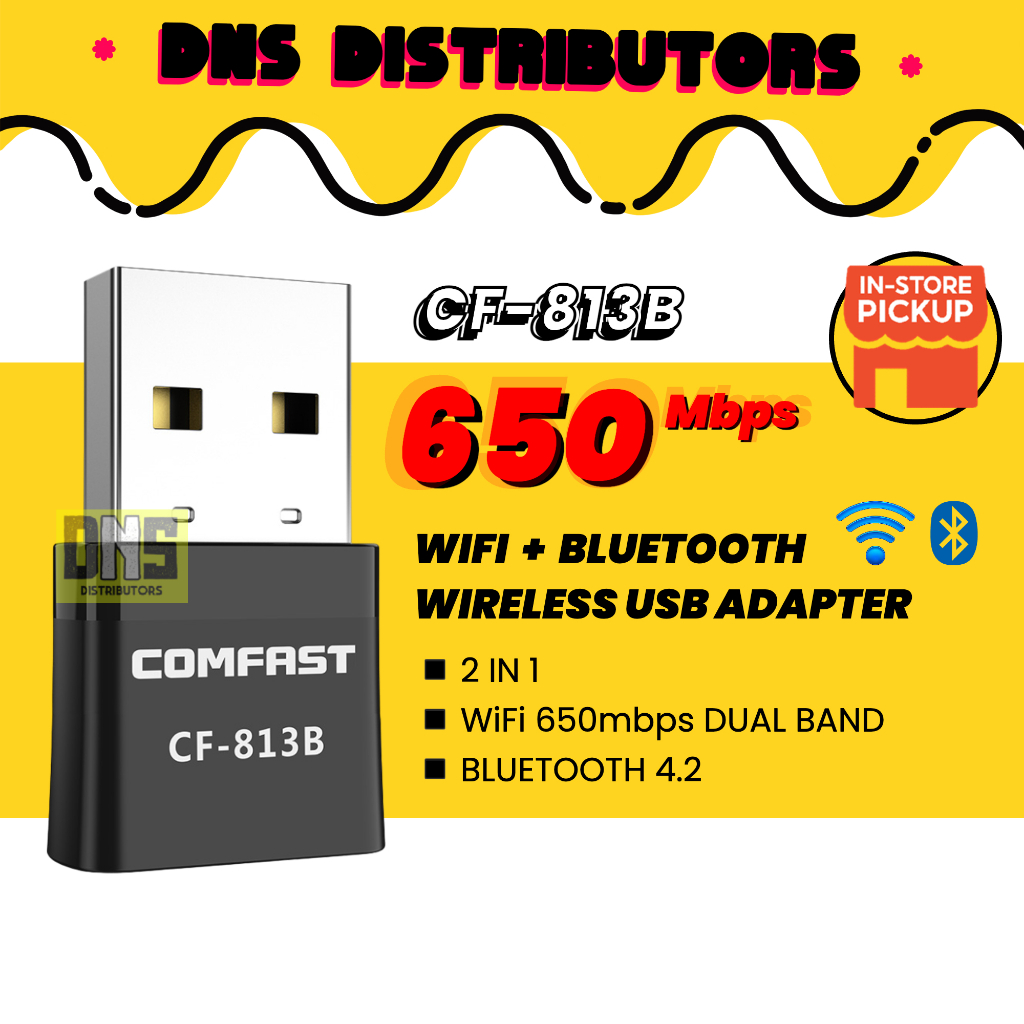 COMFAST WiFi Bluetooth Mini USB Adapter CF-813B USB Network Adapter 650Mbps Dual Band Bluetooth ...