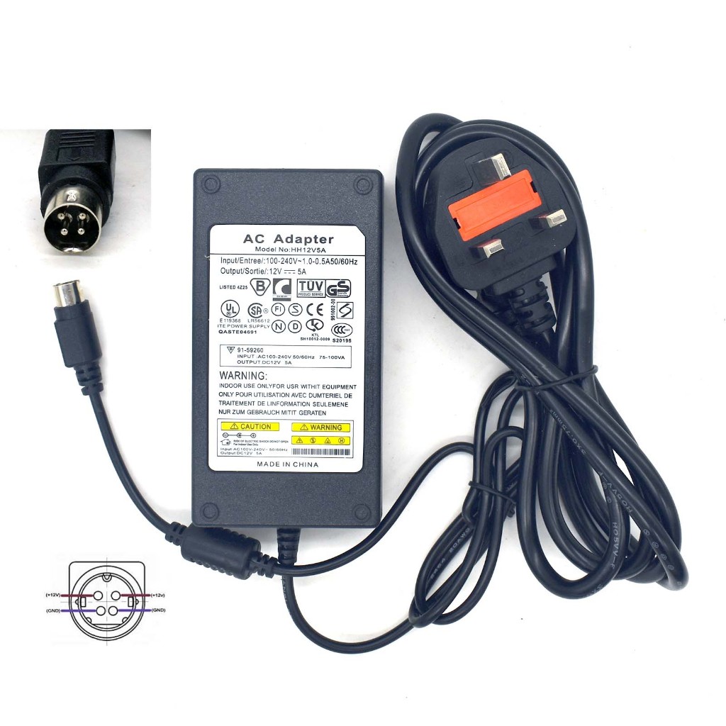 HH12V5A Power Supply 12v5a Four-Pin 4-Pin Power Adapter DVR Hikvision ...