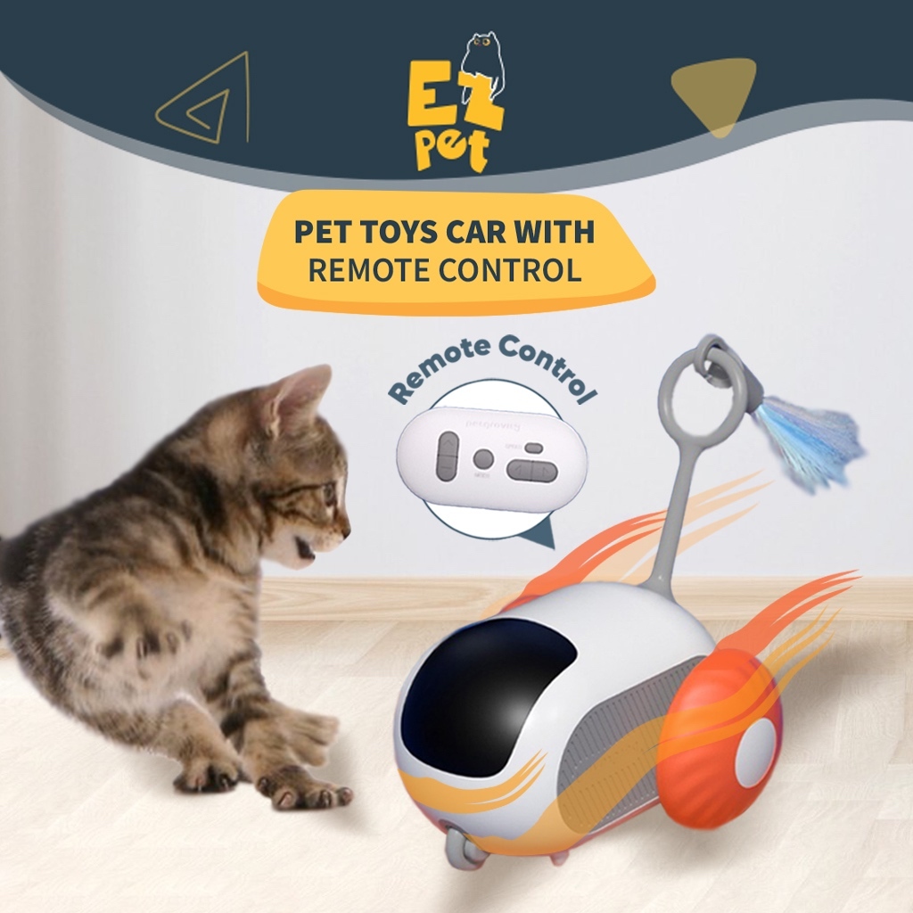 EZPET🐱【Pet Toys Car With Remote Control】Cat Car Toy Moving Cat Toy ...