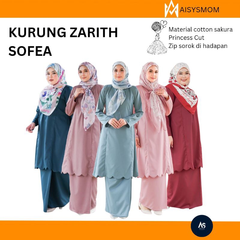 AisysMom Zarith Sofea Kurung Scallop Cotton Sakura Nursing Zip | Shopee Malaysia