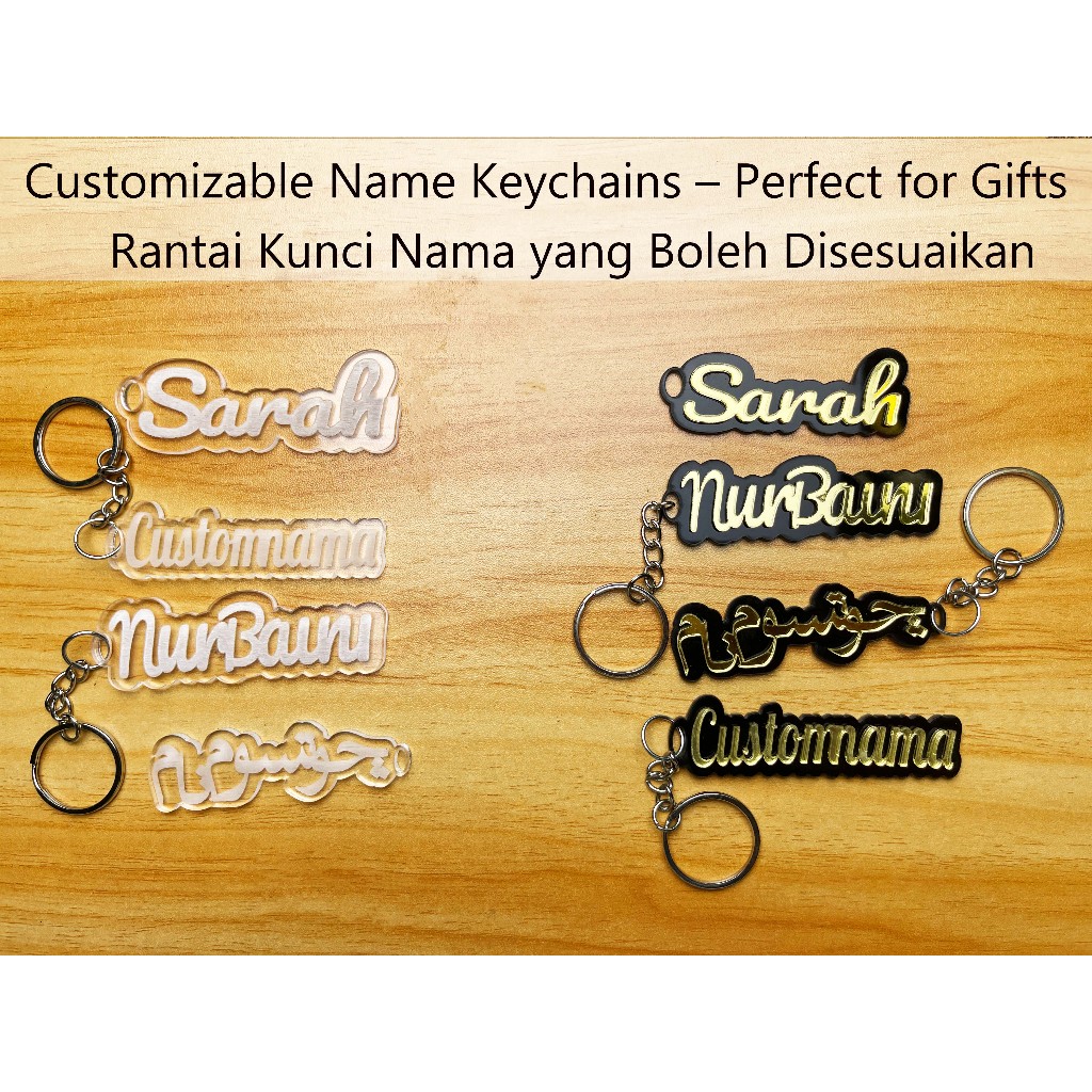 Custom Keychain Acrylic/Transparent/Colorful with Custom Made Nama ...