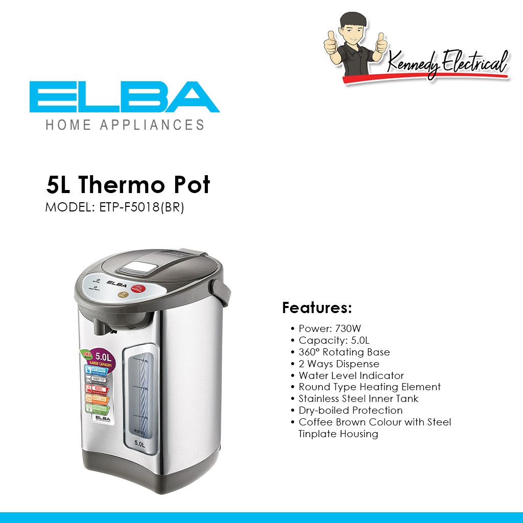 ELBA 5.0L Thermo Pot ETP-F5018(BR) | Shopee Malaysia
