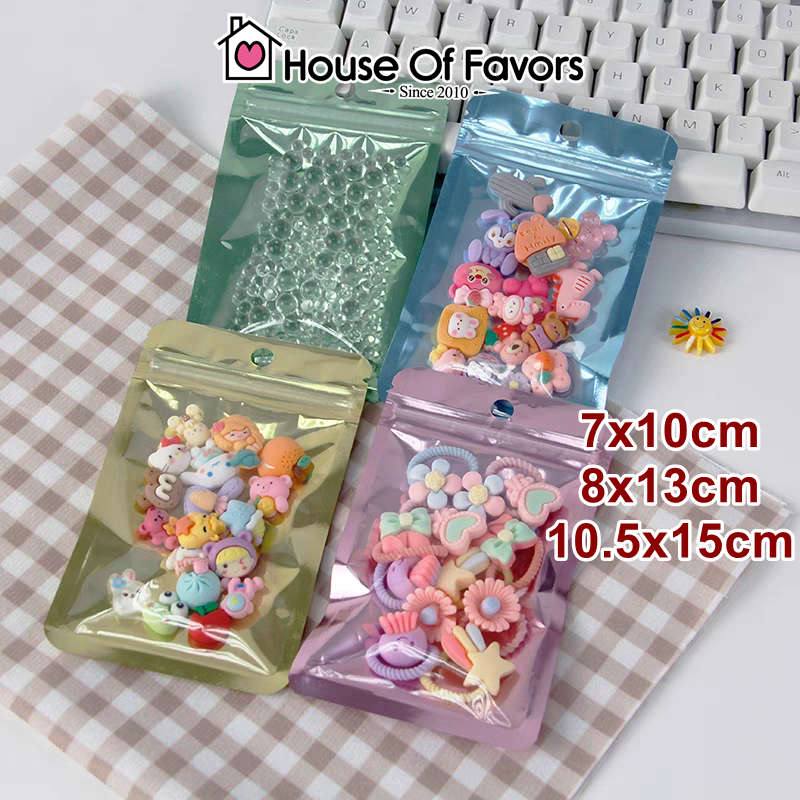 50pcs Metallized Jewelry Zip Lock Plastic Bag Cosmetic Aluminium Zipper ...