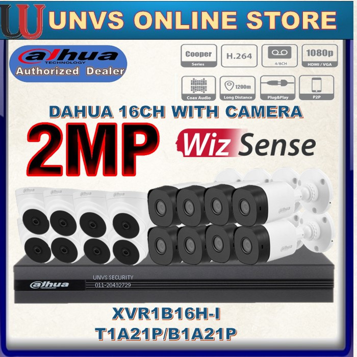 DAHUA CCTV16-CHANNEL dahua Full HD 2.0MP CCTV 16CH DVR UP TO 5MP Recorder +Camera Package 1B16H ...