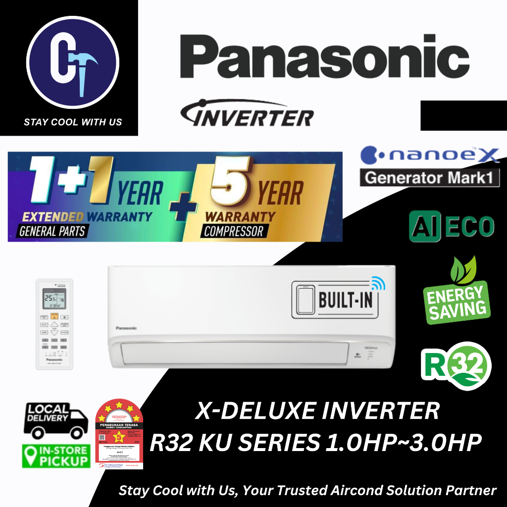 Panasonic R32 (New) Air Conditioner - KU-AKH/PU-AKH/PN Series (1.0HP ...