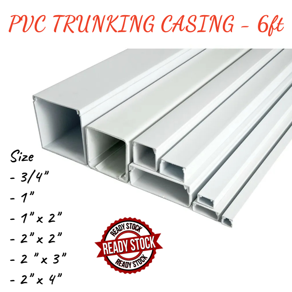 PVC Wiring Casing / PVC Trunking / Penutian Wayar 3/4", 1", 1X2 , 2x2 ...