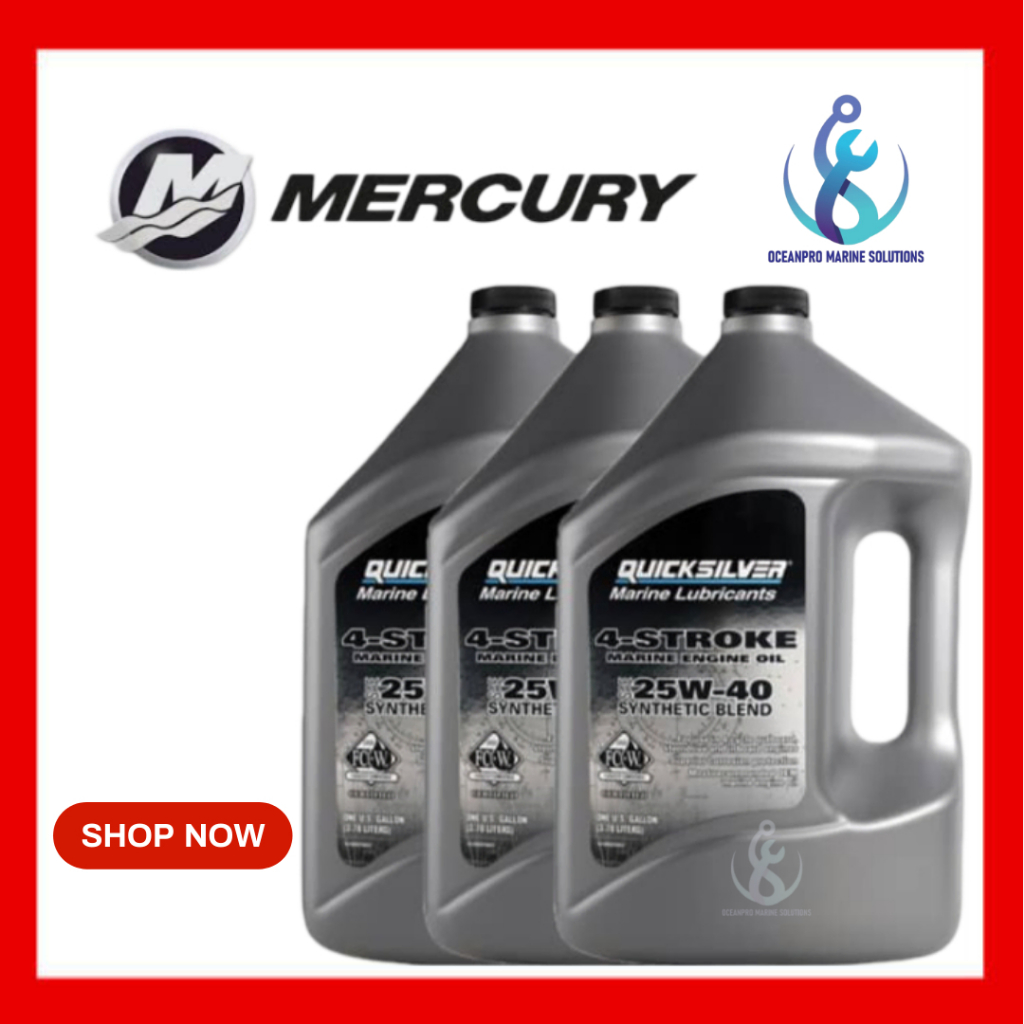 GENUINE MERCURY 4 STROKE 25W-40 SYNTHETIC BLEND / MARINE 4-STROKE OIL 3 ...