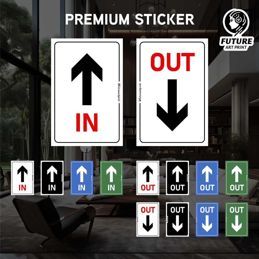 In Out Sticker Sign Label Signage Direction Arrow. Stiker Masuk Keluar ...