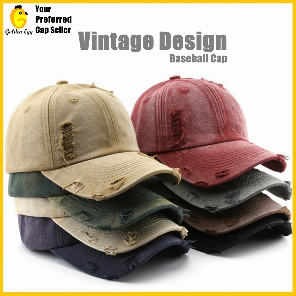 GEC Adult Unisex Broken Design Vintage Wash Color Baseball Cap Plain ...