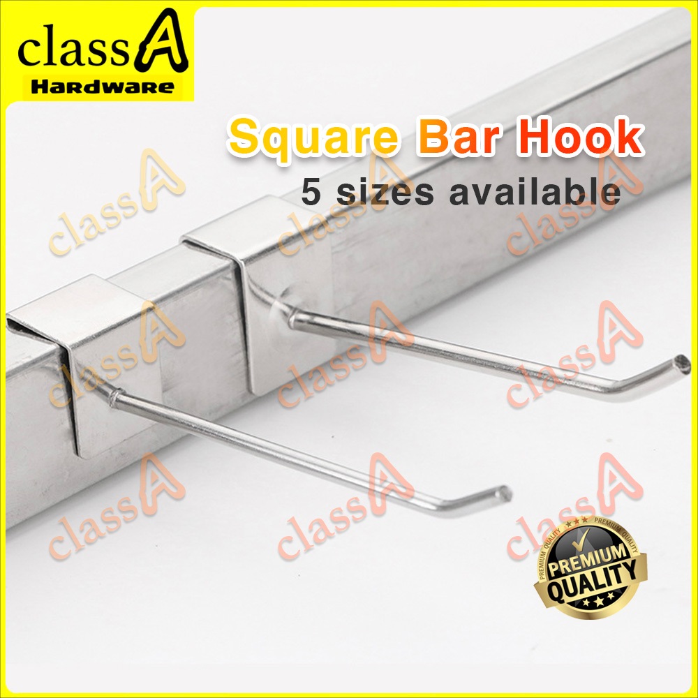 ClassAHW Chrome Square Bar Hook Sq Bar Tube Hook AA Upright Rectangle ...