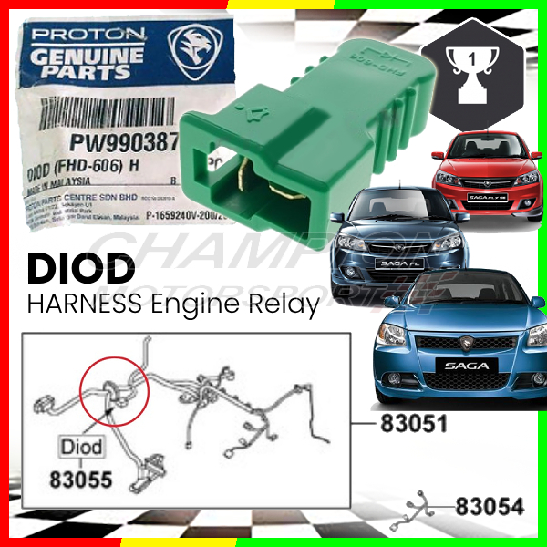 Original Proton Saga BLM FL FLX Diod Engine Relay Harness Green ...