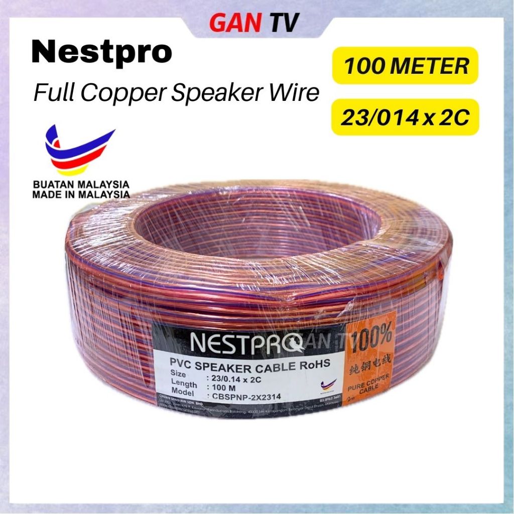 (100M) Nestpro 23/014 x 2C Full Copper PVC Twin Transparent Speaker ...