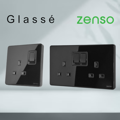 Zenso Glasse Sockets T3013B T3213 13A 1 Gang 2 Gang Flat Pin Switched ...
