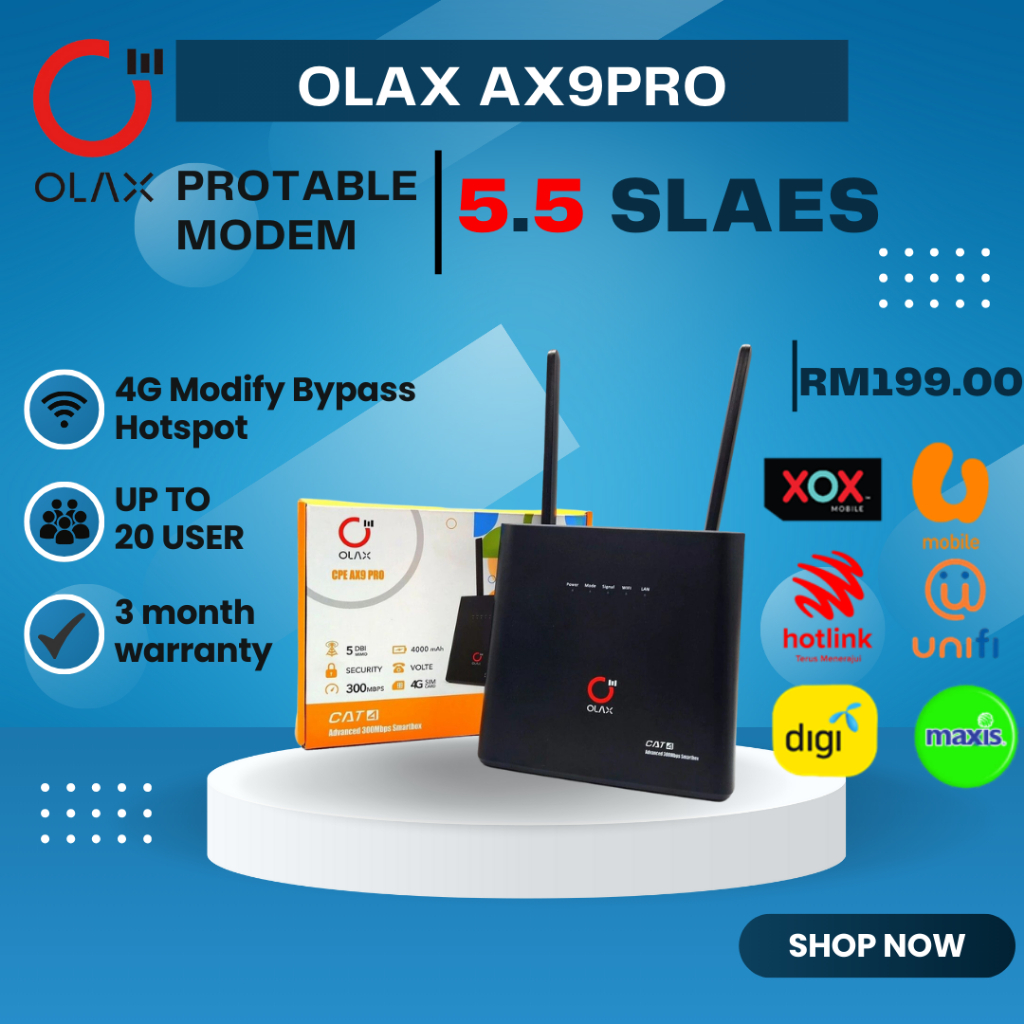 OLAX AX9 PRO 300mbps Modified 4G Sim Supported WIFI router with 4000mAh ...