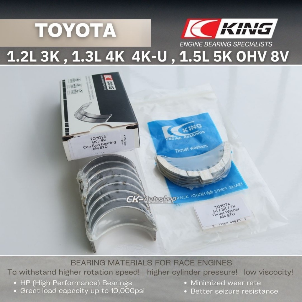 KING Bearing TOYOTA 3K 4K 4K-U 5K OHV 8V for Corolla KE20 KE30 KE70 ...