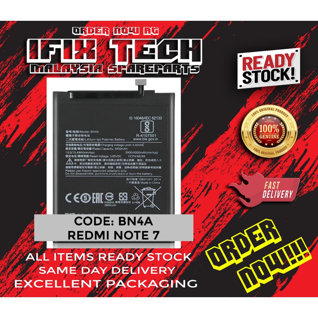 BN4A XIAOMI REDMI NOTE 7 BATTERY (ORIGINAL) | Shopee Malaysia