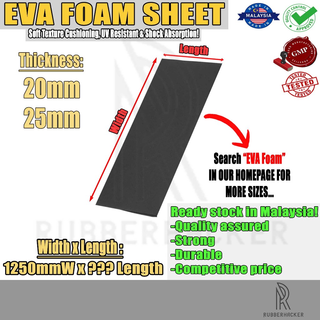 EVA foam sheet with 1250mm Width x (100mm to 500mm Various Length ...