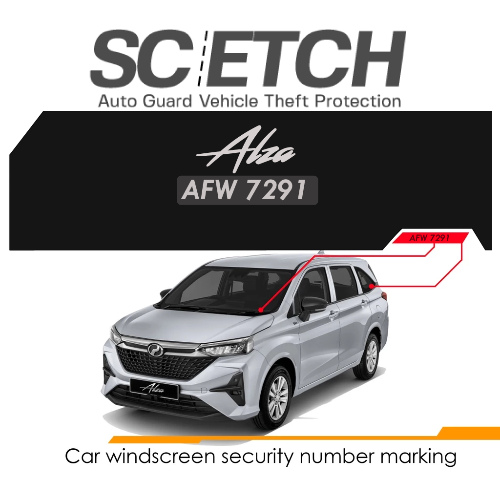 Perodua Alza 2022 Car Security Marking sand blasting glass windscreen ...