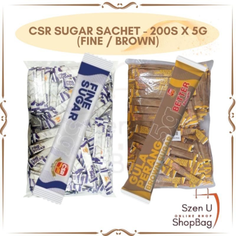 CSR Sugar Sachet Economy Pack -200s x 5g (Brown Sugar / Fine Sugar ...