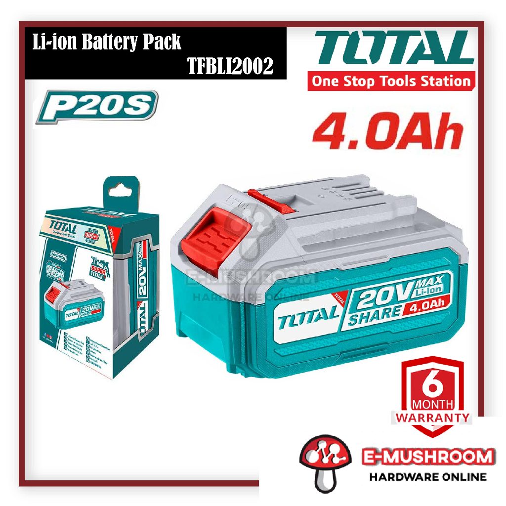 Total TFBLI2002 Li-ion Battery Pack 20V 4.0AH Battery | Shopee Malaysia