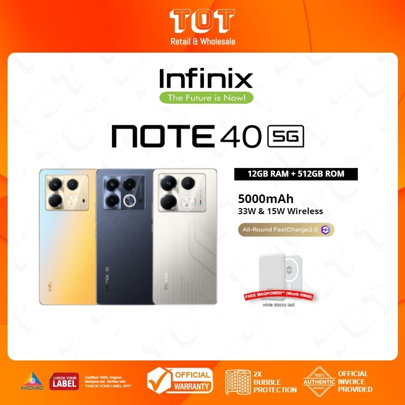 INFINIX Note 40 5G (12GB+512GB) Up to 24GB Extend RAM l Dimensity 7020 ...