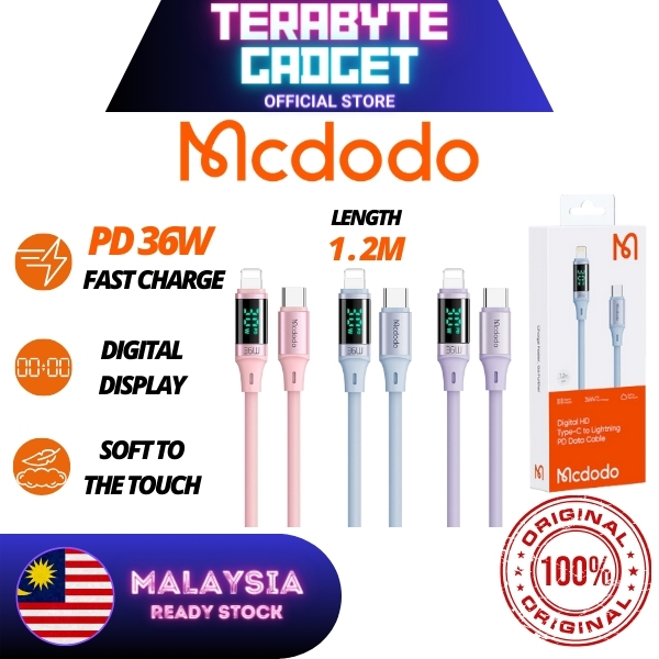 MCDODO CA-1930 Digital HD type-C to Lightning PD Data Cable | 36W PD Fast Charge | Digital ...