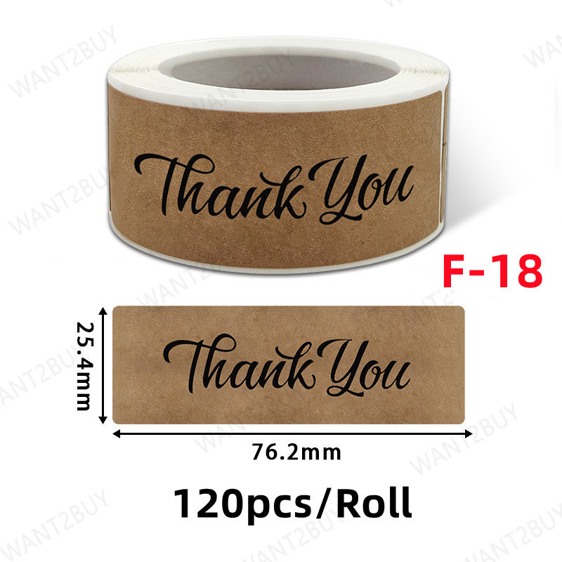 🇲🇾 7.5cm 120pcs Roll Kraft Paper Thank You Sticker Label TQ Stickers ...