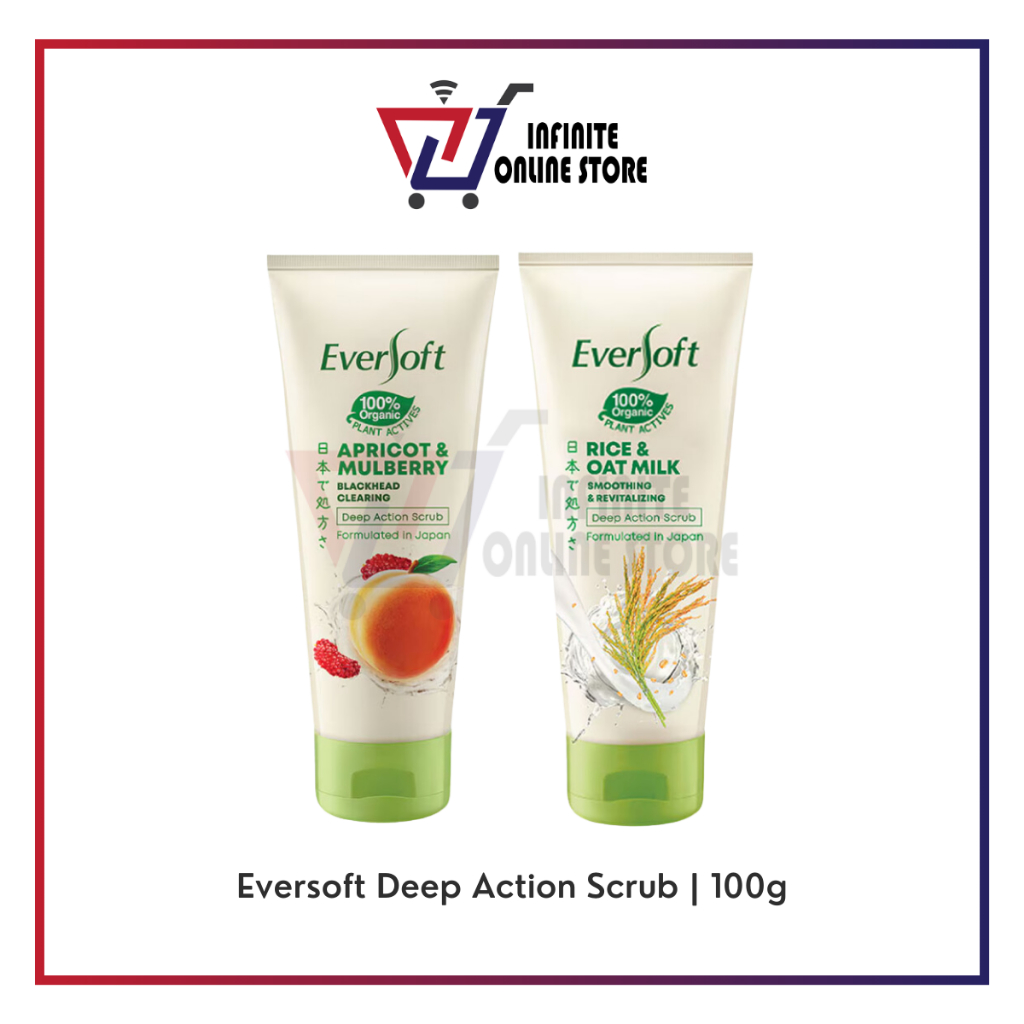 Eversoft Facial Scrub (100g) (Apricot & Mulberry / Rice & Oat Milk ...
