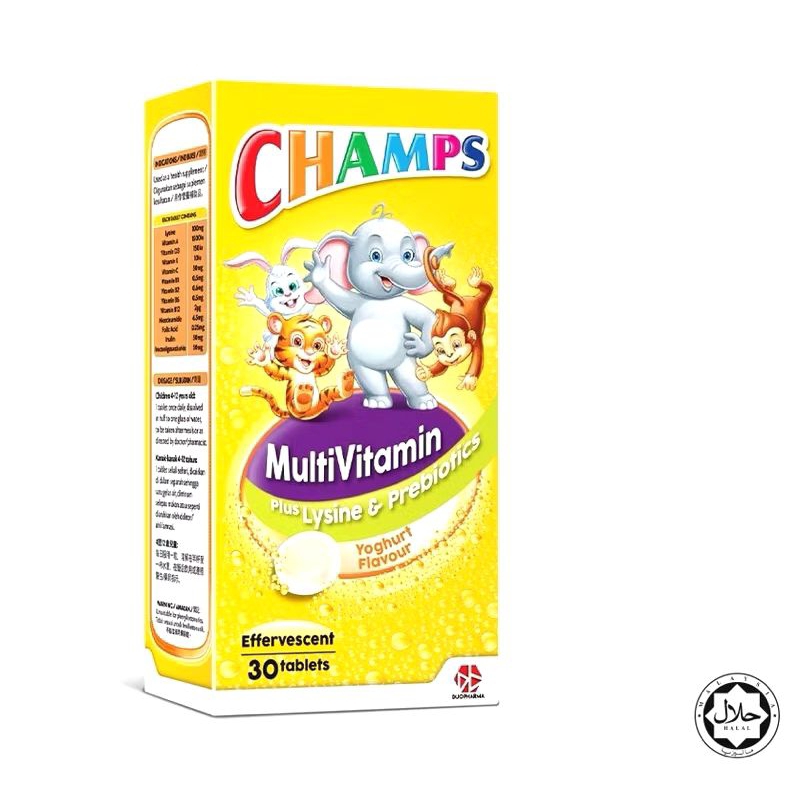 Champs Multivitamin Plus Lysine & Probiotics Yoghurt Flavour ( exp 1/25 ...