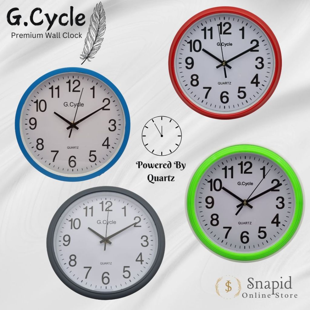 G.Cycle Round Colourful Glass Quartz Analog Modern Silent Quiet Home ...