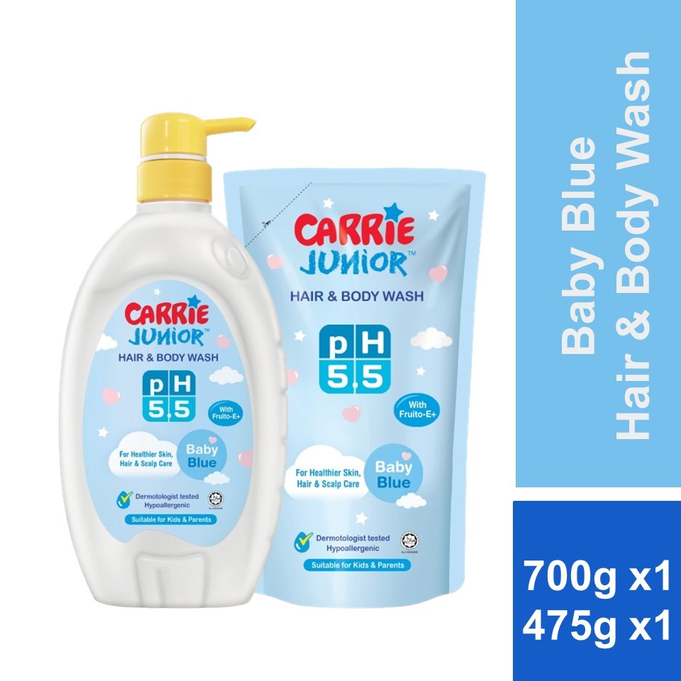 CARRIE JUNIOR pH 5.5 Hair & Body Wash - Baby Blue (700g) + (475g ...