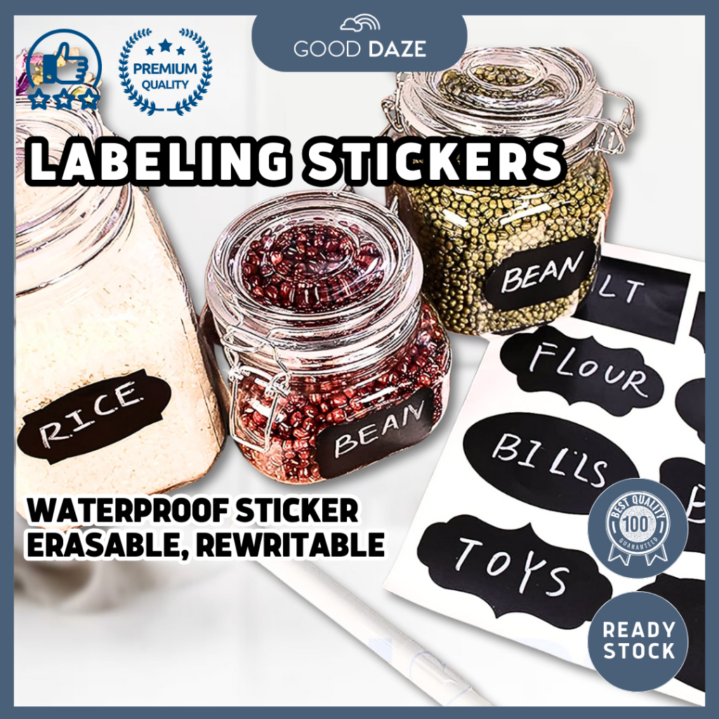 GOODDAZE Sticker Label Dapur Kitchen Waterproof Container White Chalk ...