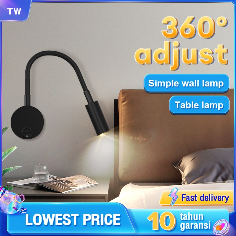 LED Wall Lamp 3W Silver Black Modern Arm Light Lamp Bedside Reading ...